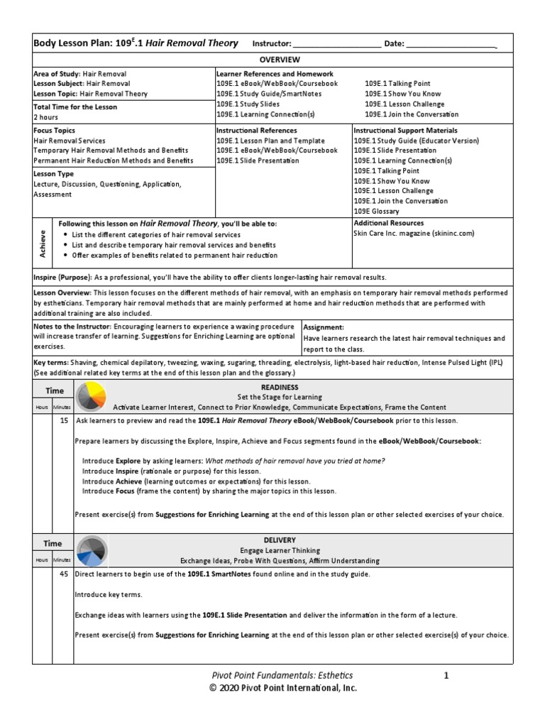 Pivotpoint Cosmetology Lesson Plans