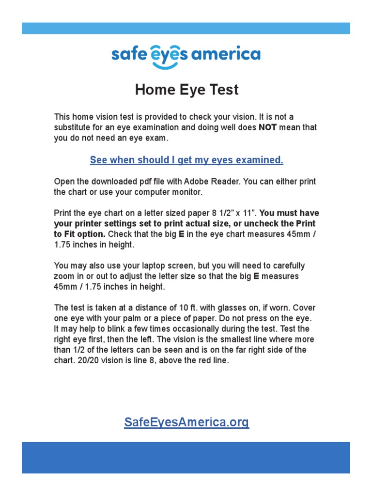 Safe Eyes America Eye Chart | PDF