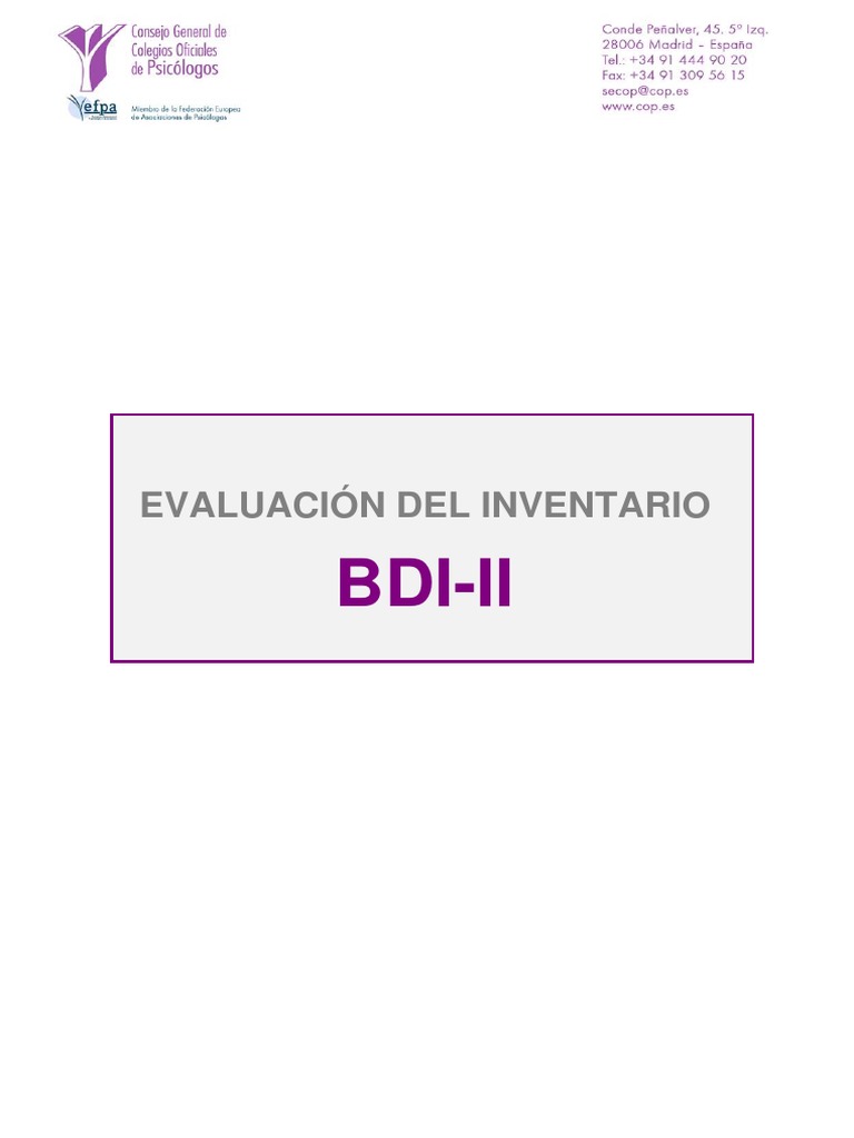 Evaluación del BDI-II en Psicología Clínica | PDF