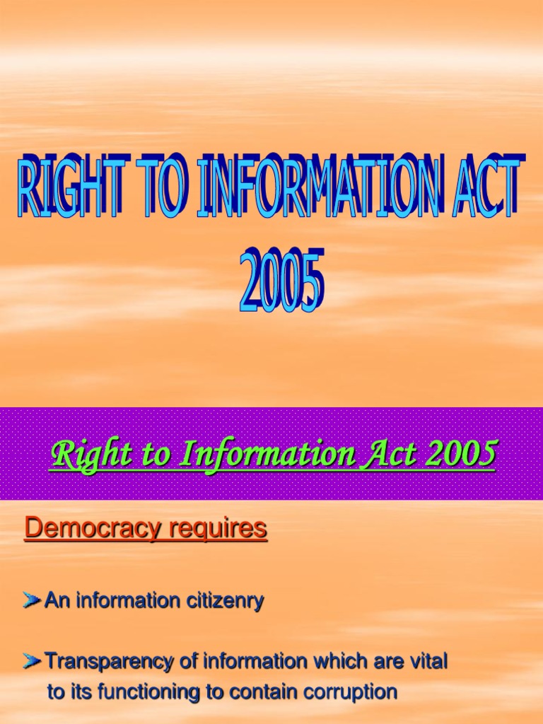 Rti PPT | PDF | Freedom Of Information Laws By Country | Fee