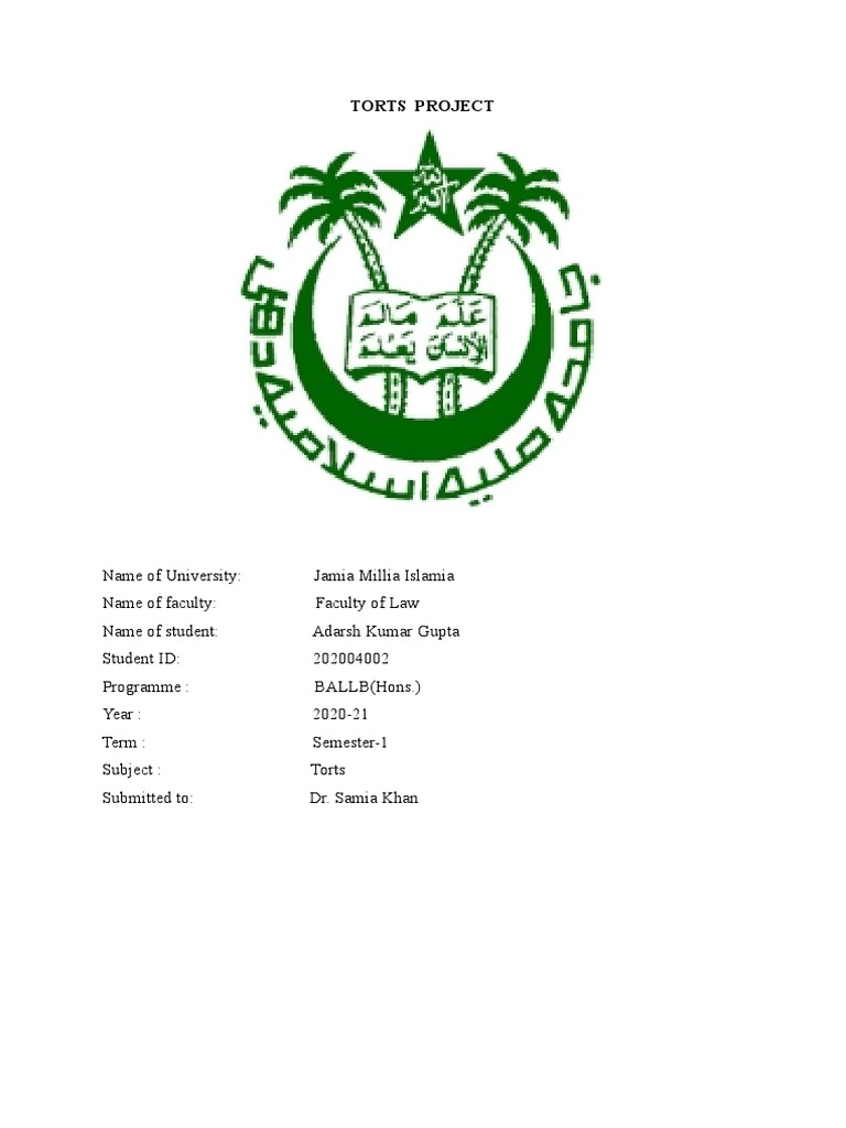 Adarsh Kumar Gupta Student Id 202004002 Torts Self Finance | PDF | Tort ... Adarsh Kumar Gupta Student Id 202004002 Torts Self Finance | PDF | Tort ...