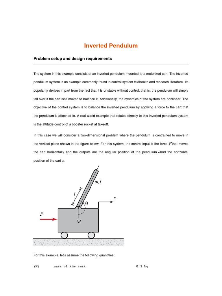 Inverted Pendulum With MATLAB | PDF | Control Theory | Mechanics