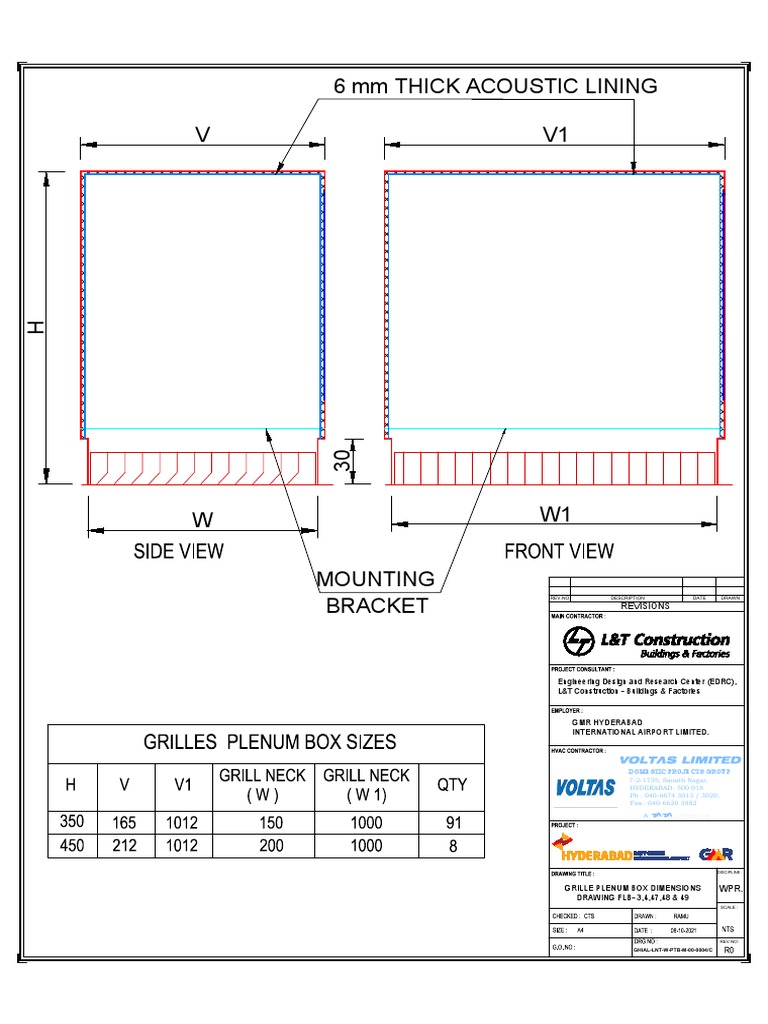 GRILLE PLENUM BOX DIMENSIONS DRAWING FLB - 3,4,47,48 & 49 - Model | PDF