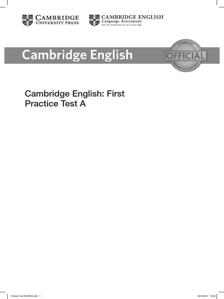 Cambridge English: First Practice Test A | PDF