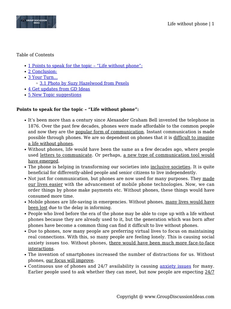 Life Without Phone | PDF | Telephone | Communication