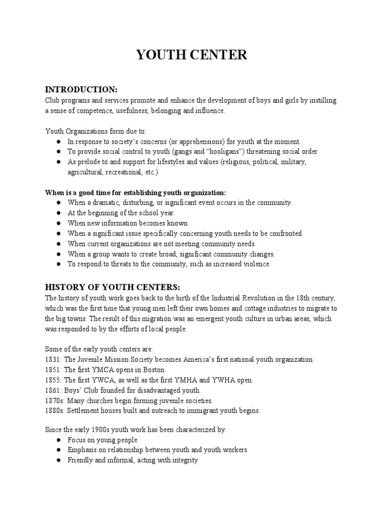Youth Center Literature Study | PDF | Ymca