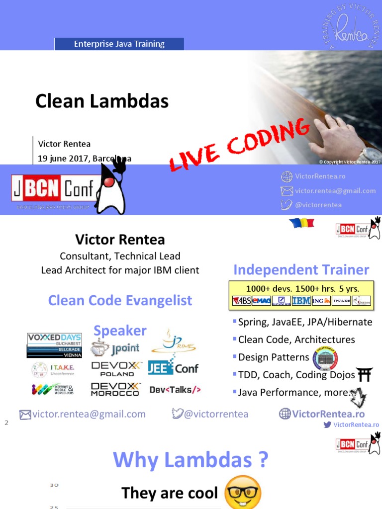 Clean Lambdas: Enterprise Java Training | PDF | Anonymous Function | Java Platform