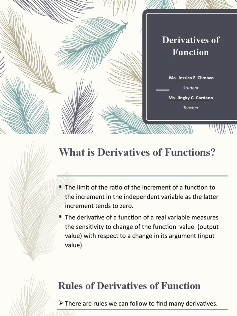 Derivatives of Function: Ma. Jessica F. Climaco | PDF | Derivative ...