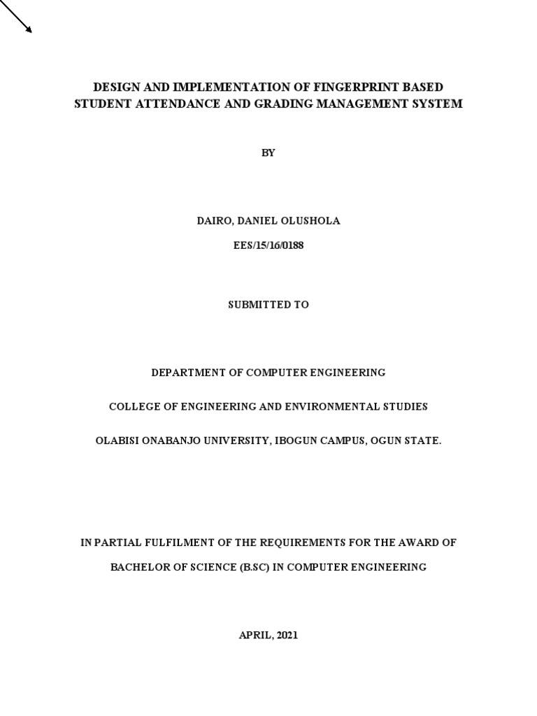 Fingerprint Attendance & Grading System | PDF | Biometrics | Fingerprint