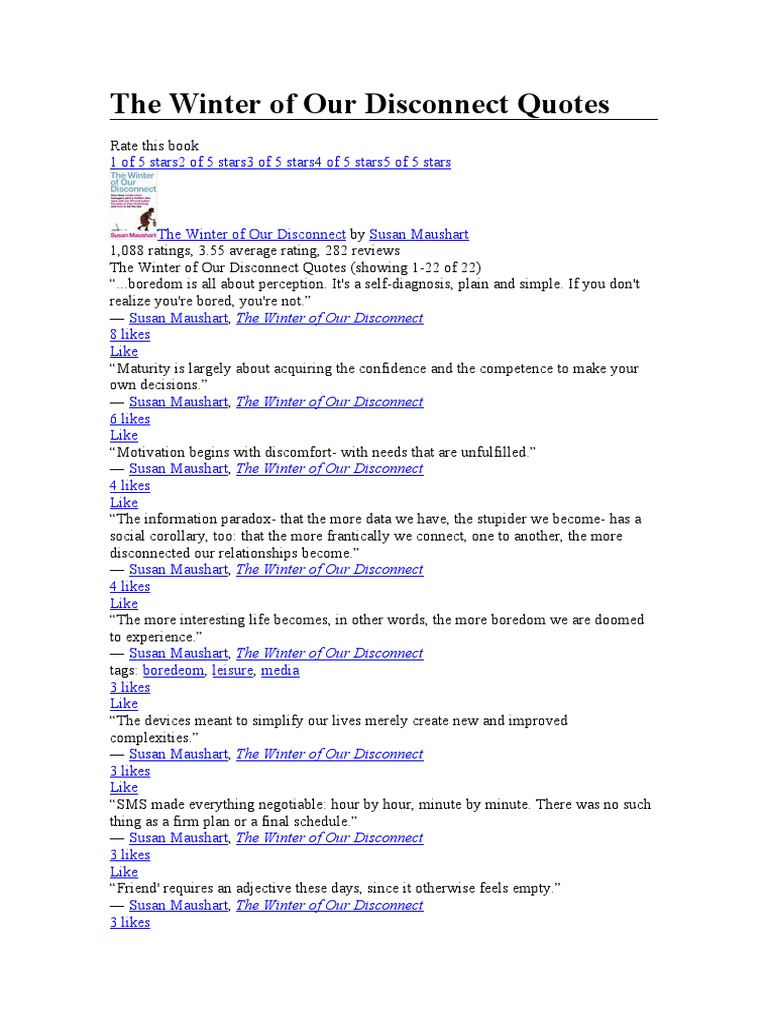 The Winter of Our Disconnect Quotes | Download Free PDF | Cognition ...
