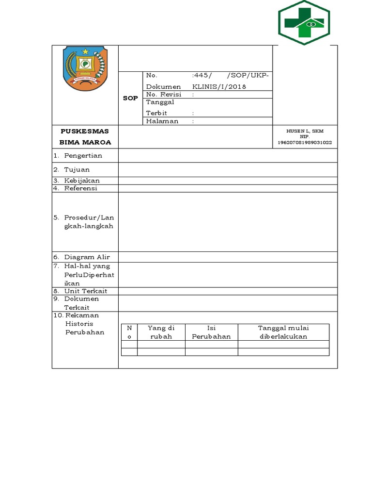 SOP Puskesmas Bima Maroa 2018 | PDF