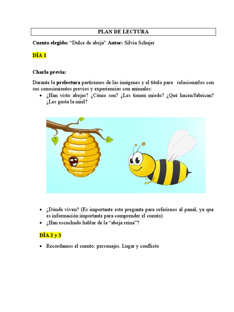 Plan de Lectura 5. Dulce de Abeja | PDF | Miel | Abejas