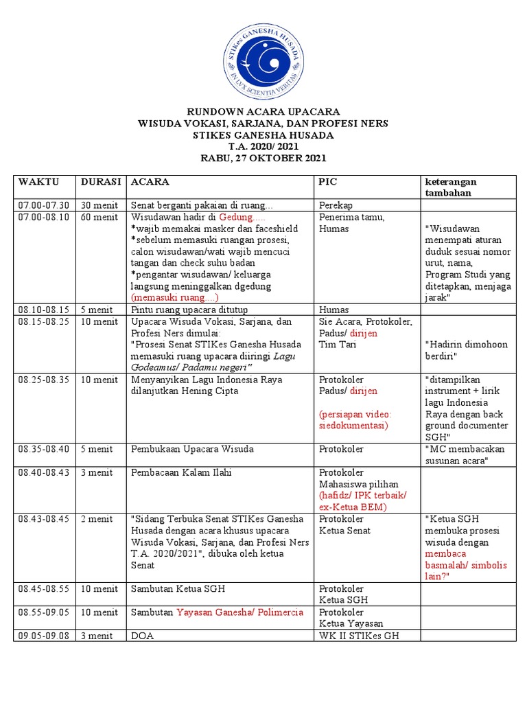 Rundown Acara Wisuda | PDF