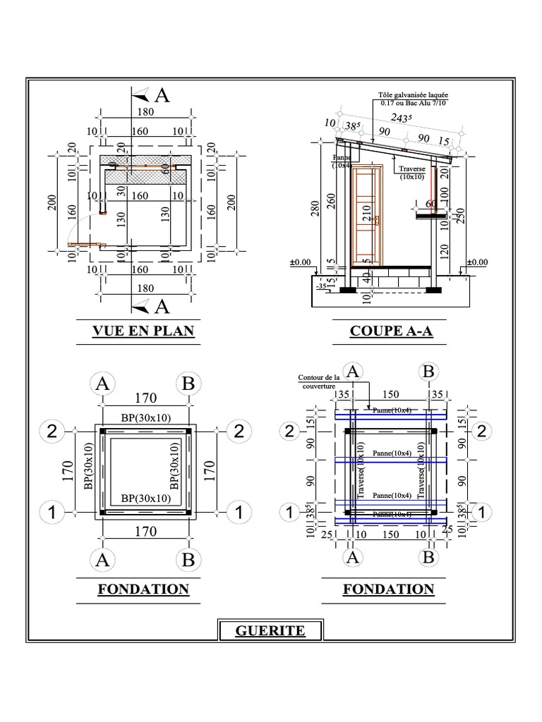 Plan de Guérite de Sécurité R+1 | PDF