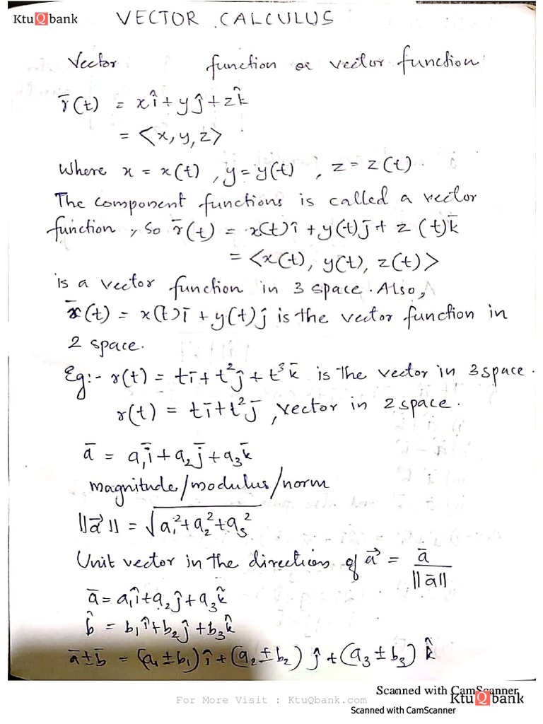 Vector Calculus S2 Mod 1 - KQB KtuQbank | PDF