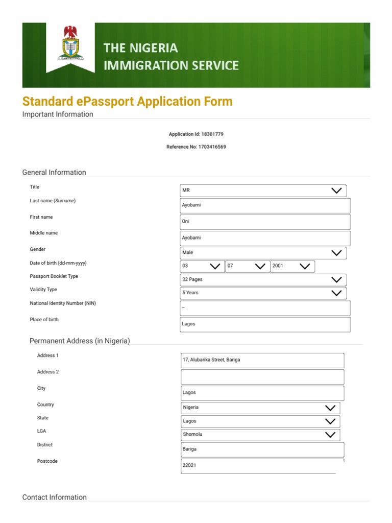Nigeria Standard ePassport Application | PDF | Government And ...