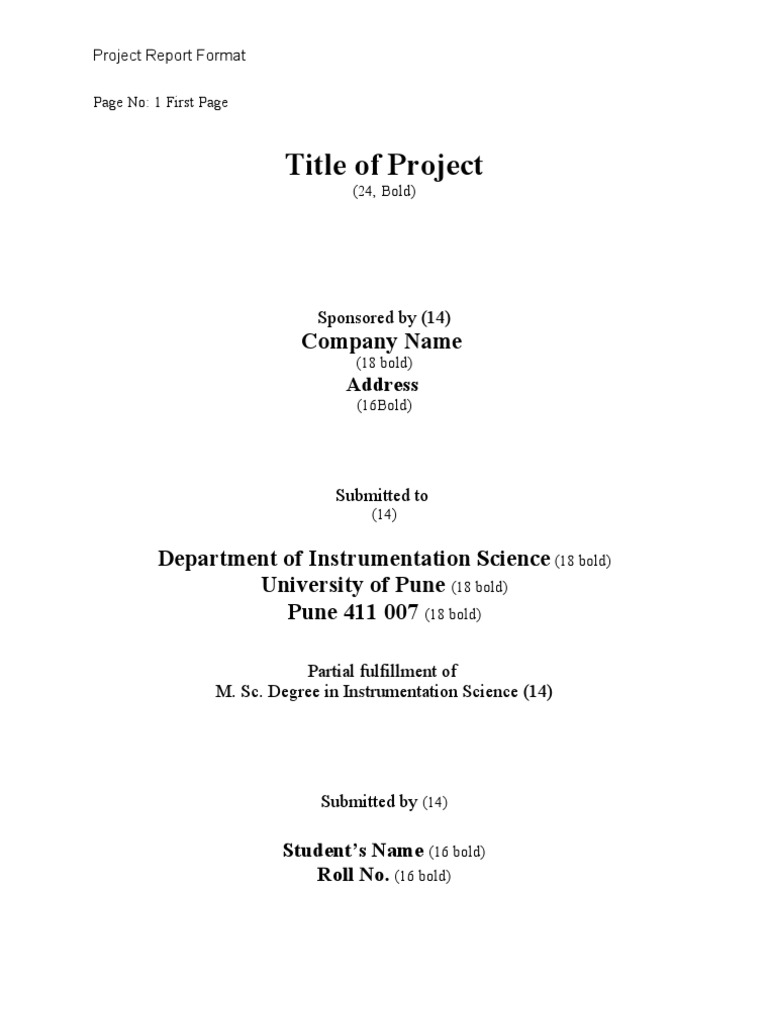 Project Report Format Guide | PDF | Master Of Science | Software ...