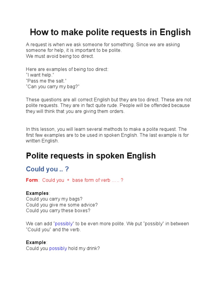 How To Make Polite Requests in English | PDF | Question | Cognition