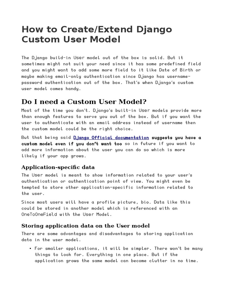 Custom User Model | PDF | Databases | Password
