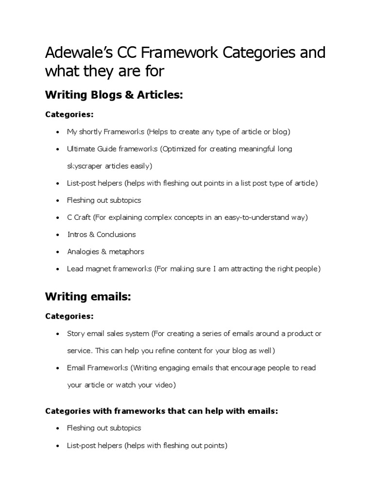 Closer's Copy Frameworks | PDF