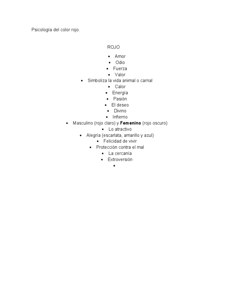 Psicología del Color Rojo: Significados y Simbolismos | PDF