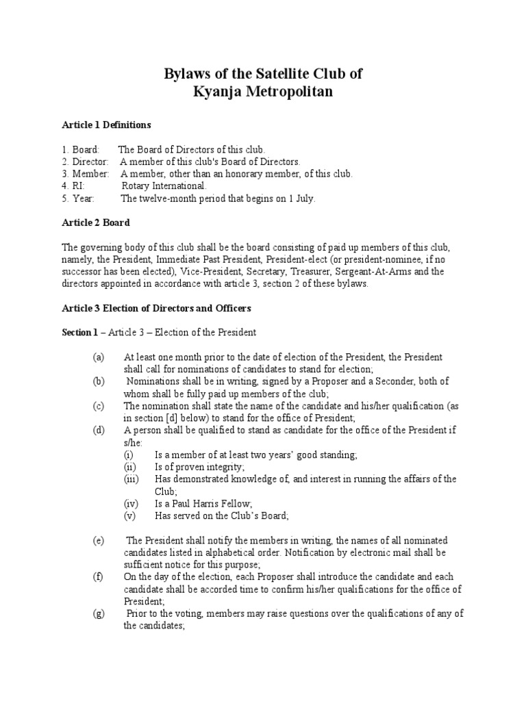 Rotary Satellite Club Kasangati Kyanja-Metro By-Laws | PDF | American ...