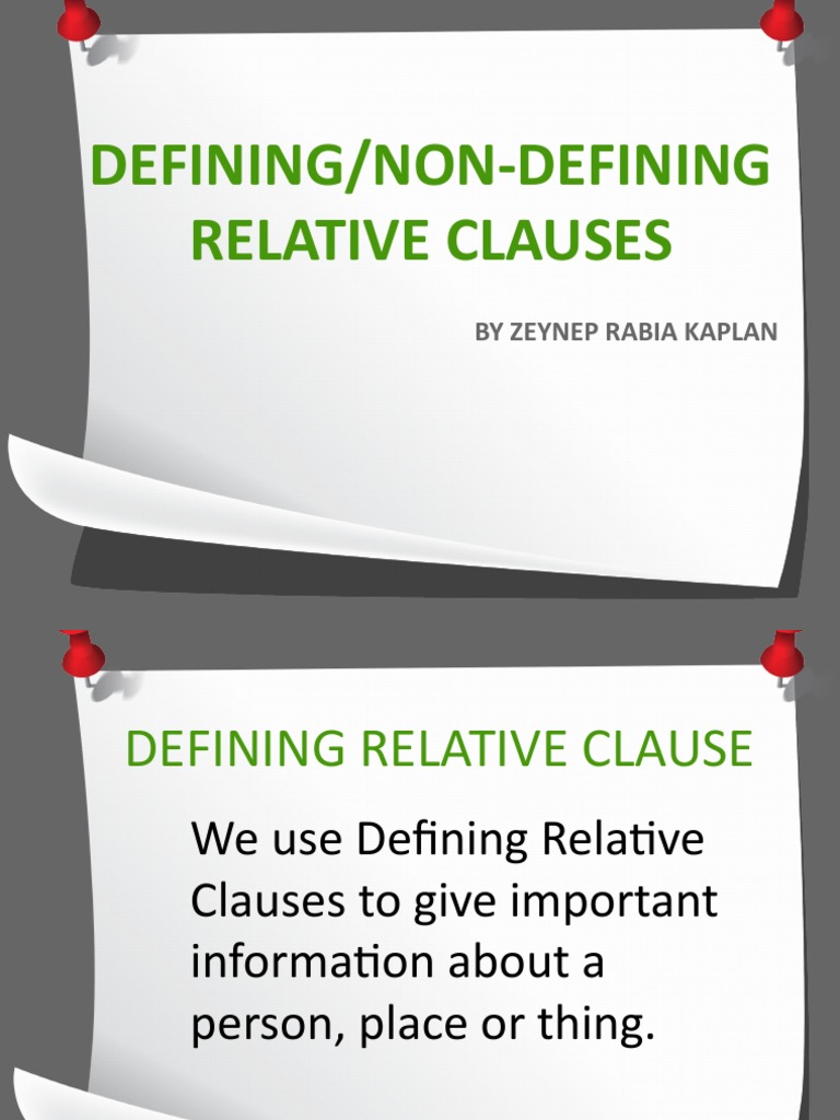 Defining/Non-Defining Relative Clauses: by Zeynep Rabia Kaplan | PDF ...