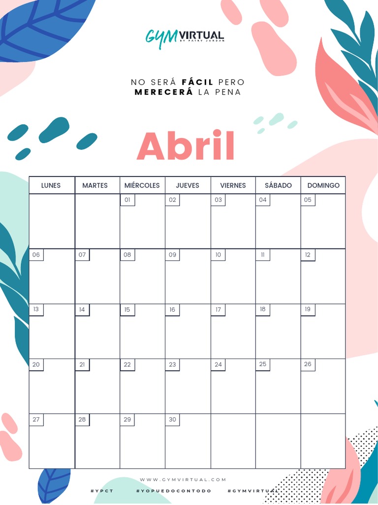 Calendario Abril 2020 Descargable Interactivo | PDF