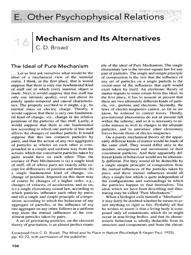 Mechanism and Its Limitations: C.D. Broad Discusses the Inadequacies of ...