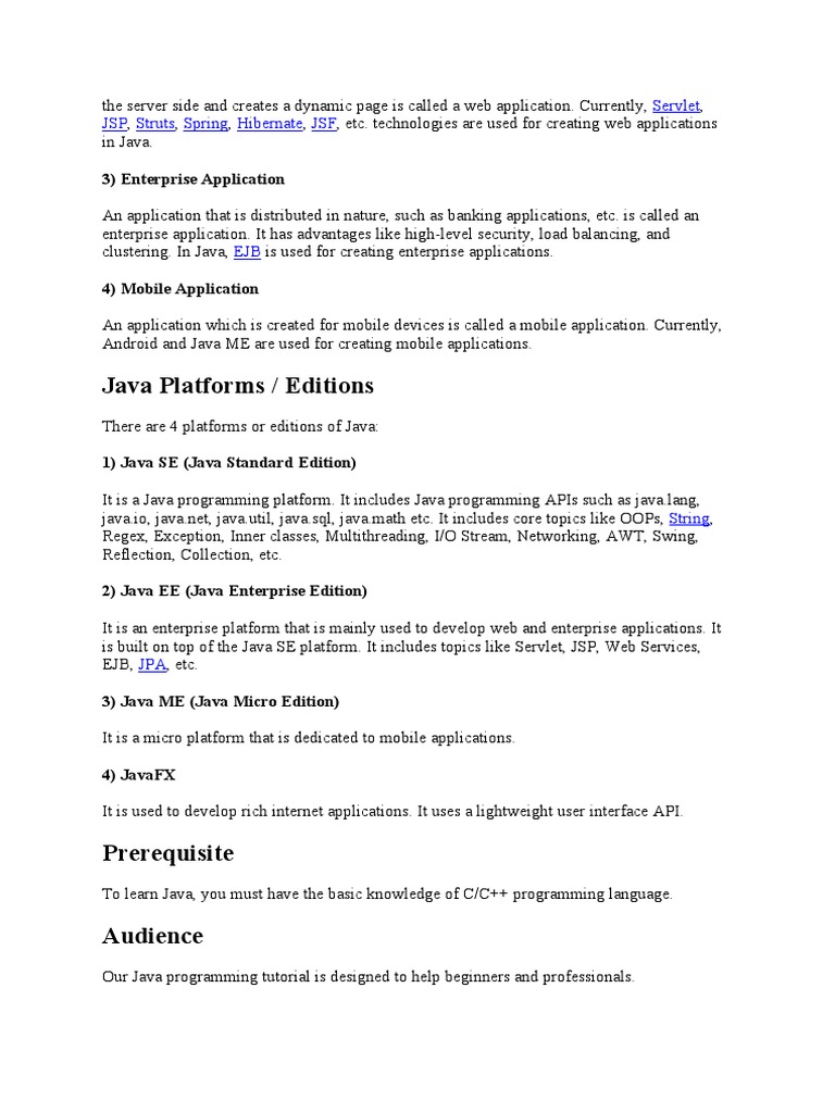 Java Platforms / Editions: 3) Enterprise Application | Download Free PDF | Java (Programming ...