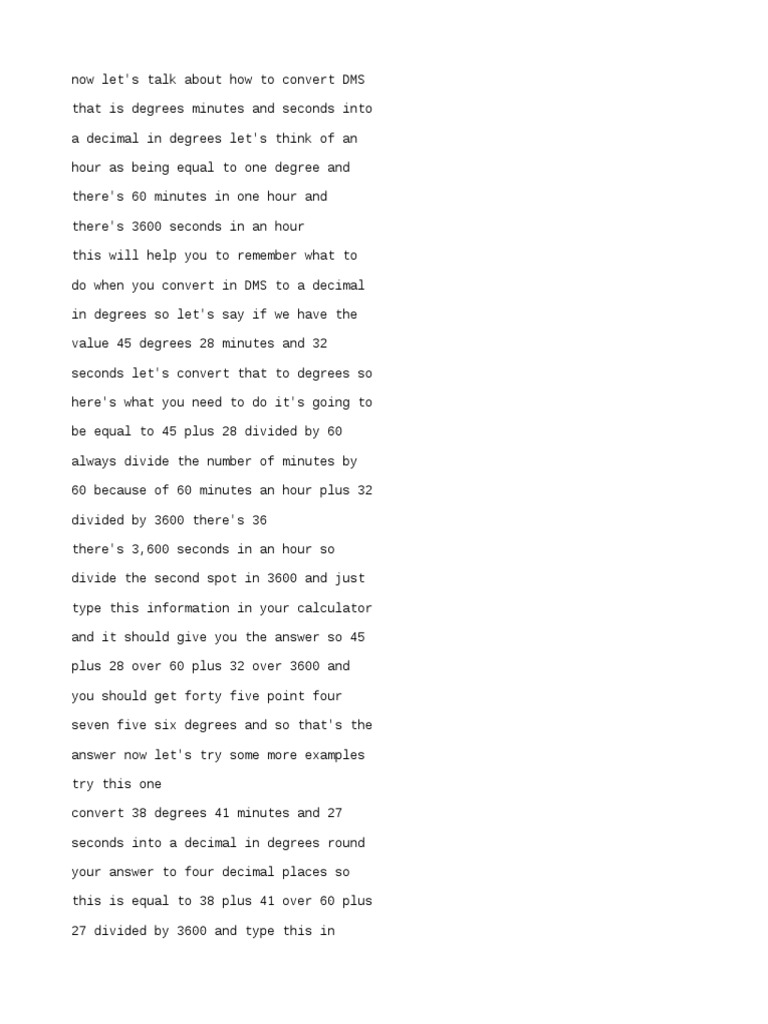(English (Auto-Generated) ) Decimal Degrees To DMS Formula - Converting ...