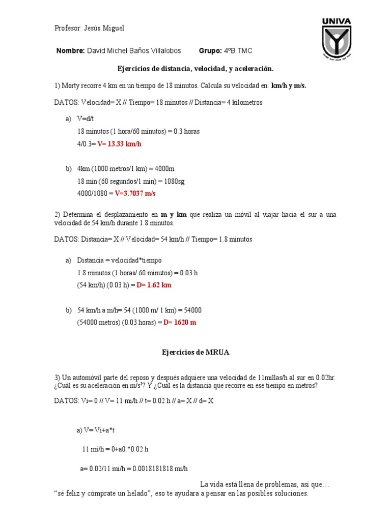 Ejercicios Propuestos Física 1 | PDF | Velocidad | Mecanica clasica
