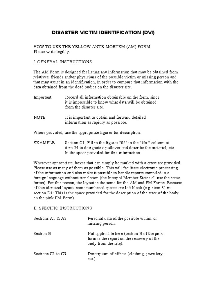 Disaster Victim Identification (Dvi) | PDF | Dentistry | Identity Document