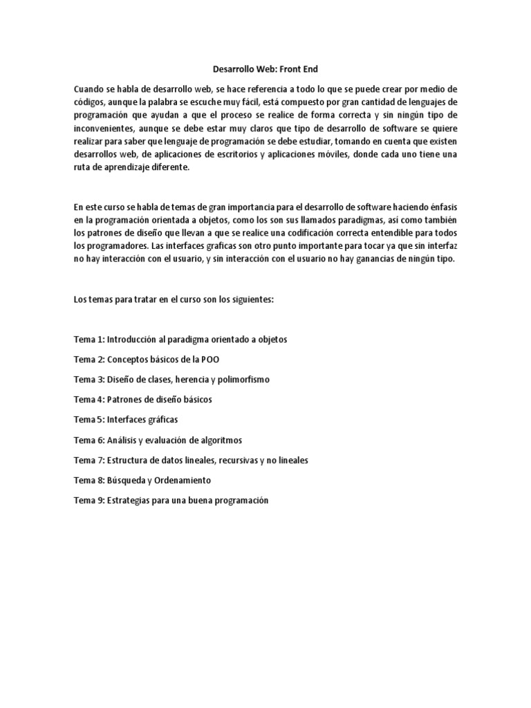 Desarrollo Web Front End | PDF | Objeto (informática) | Herencia ...