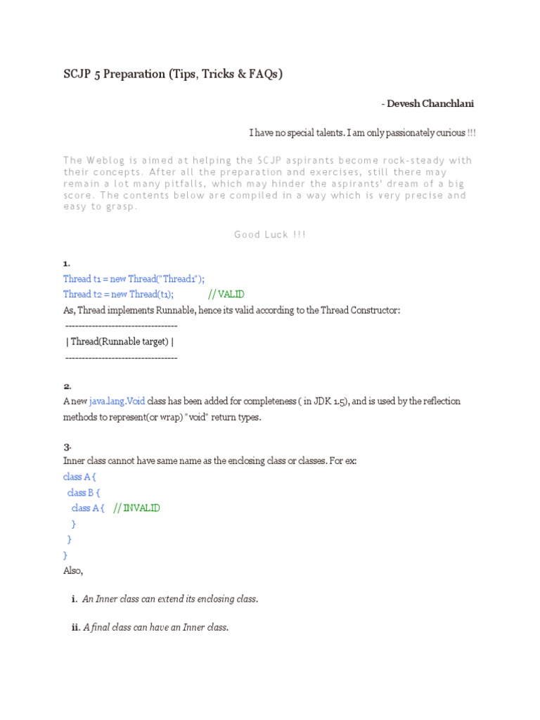 Scjp 5 Preparation Pdf Class Computer Programming Method Computer Programming