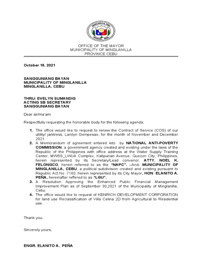 Request Letter For Agenda | PDF
