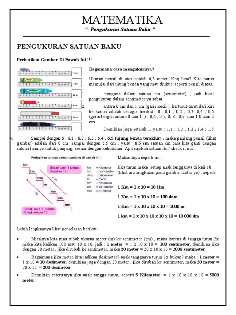 Pengukuran Satuan Baku dalam Matematika | PDF