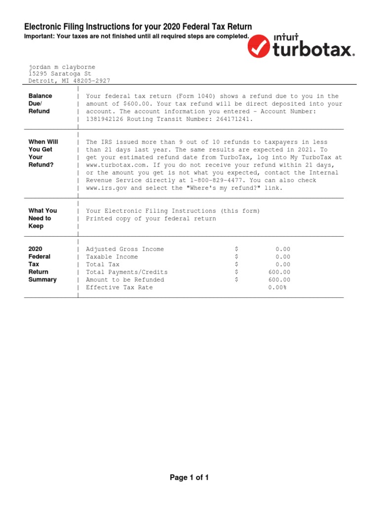 File Your 2020 Federal Taxes Electronically | PDF | Tax Refund | Tax ...