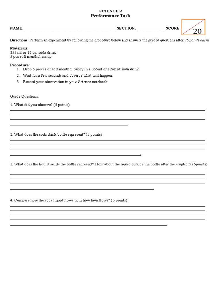 Science 9 Performance Task | PDF