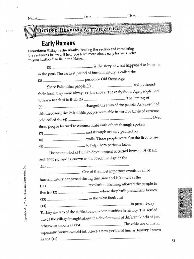 Chapter 1 Section 1 Guided Reading and Vocabulary Worksheets | PDF