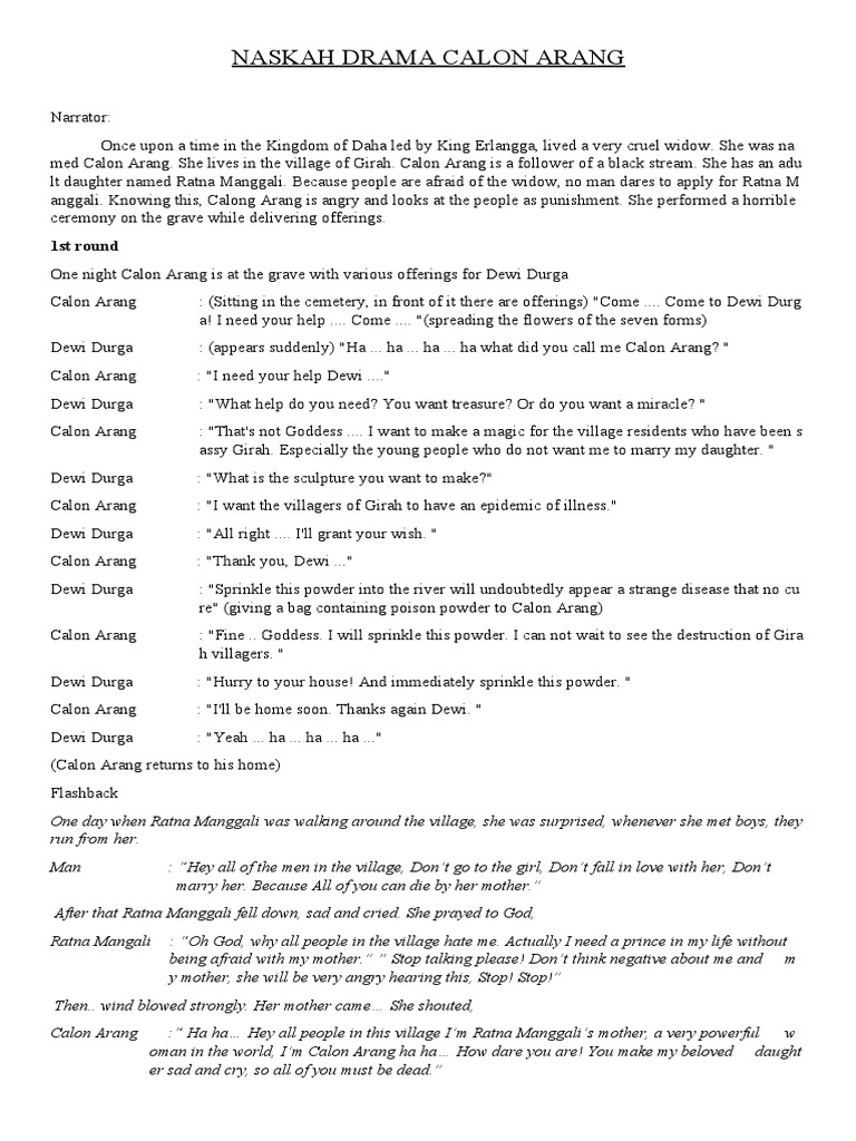 Naskah Drama Calon Arang: 1st Round | PDF