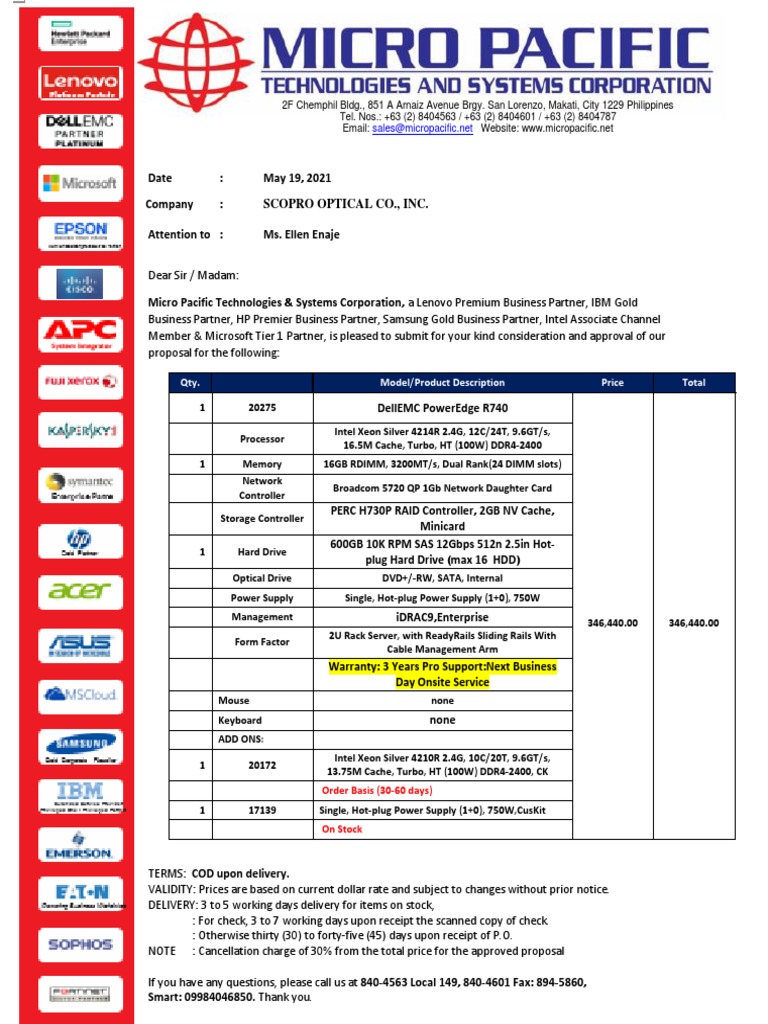 Scopro Optical Co. Inc. (Dell r740) | PDF | Hard Disk Drive | Intel