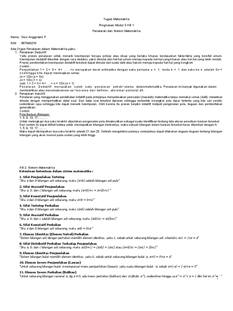 Tugas Matematika - DEVI ANGGRAENI - 857940219-Dikonversi | PDF