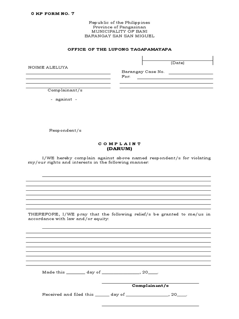 KP Forms Use in Cases 2019 | PDF | Arbitration | Summons