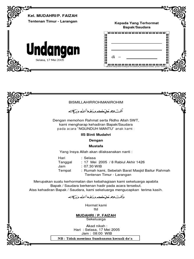 Template Dari Undangan 2 | PDF