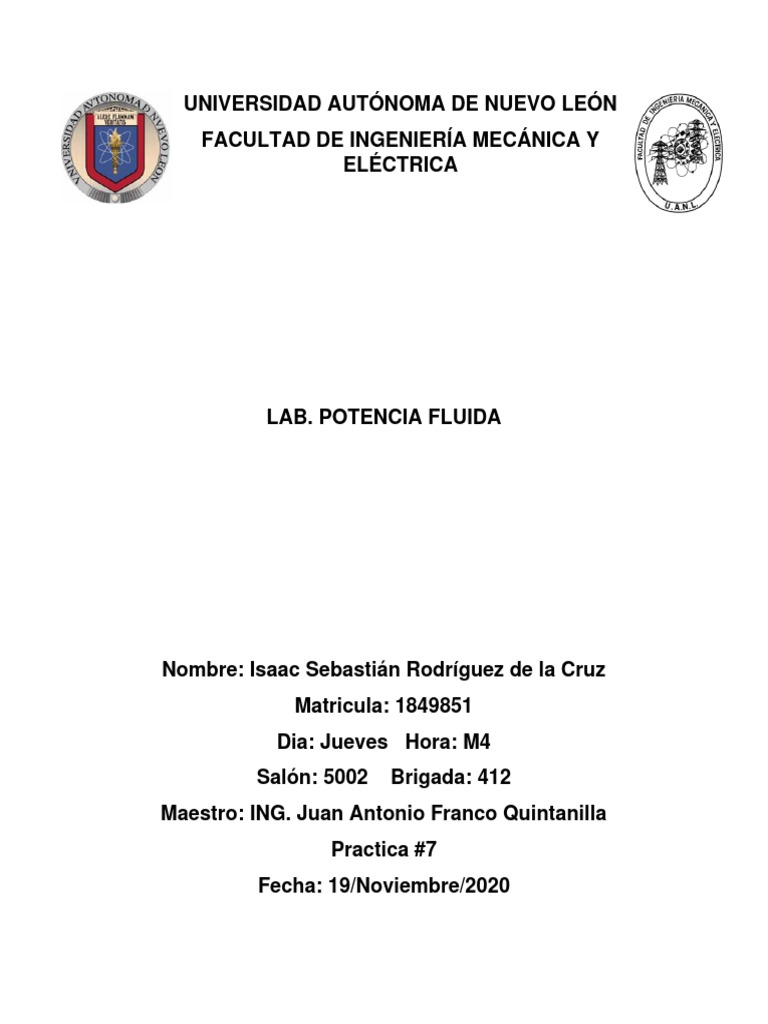 Practica 7 Potencia Fluida | PDF | Bomba | Presión
