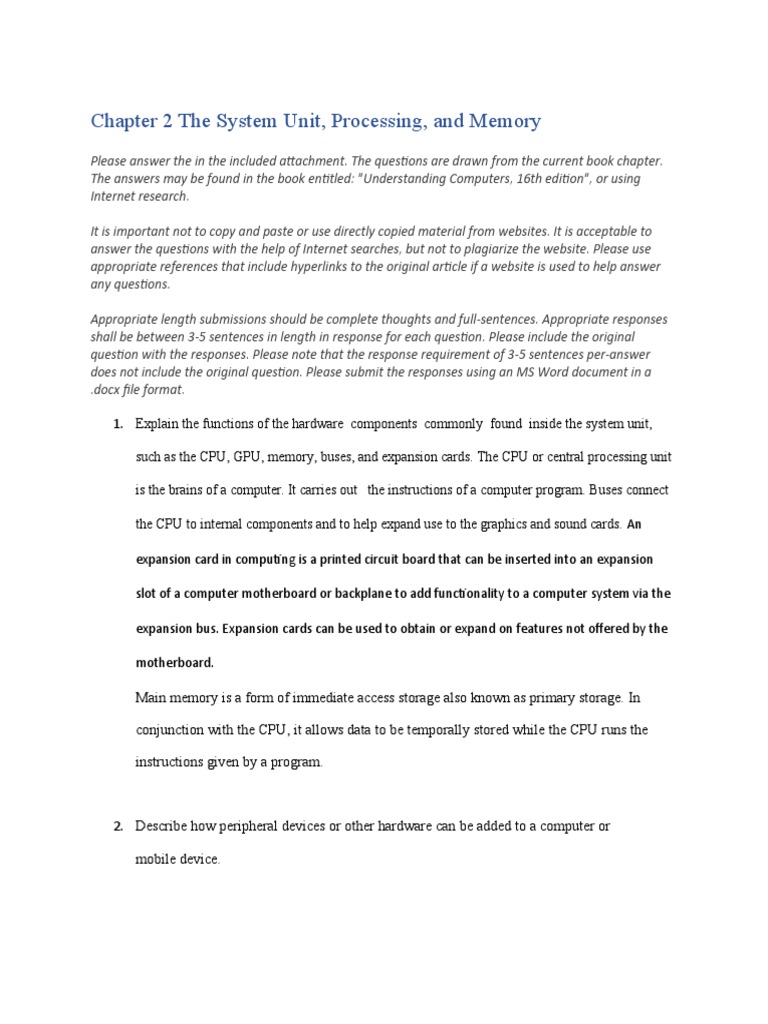 Chapter 2 The System Unit, Processing, and Memory | PDF | Computer Hardware | Computer Data Storage
