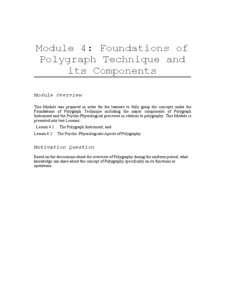 Module 4: Foundations of Polygraph Technique and Its Components | PDF ...