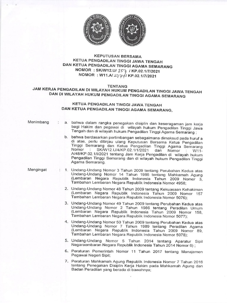 SKB Jam Kerja 01072021 | PDF