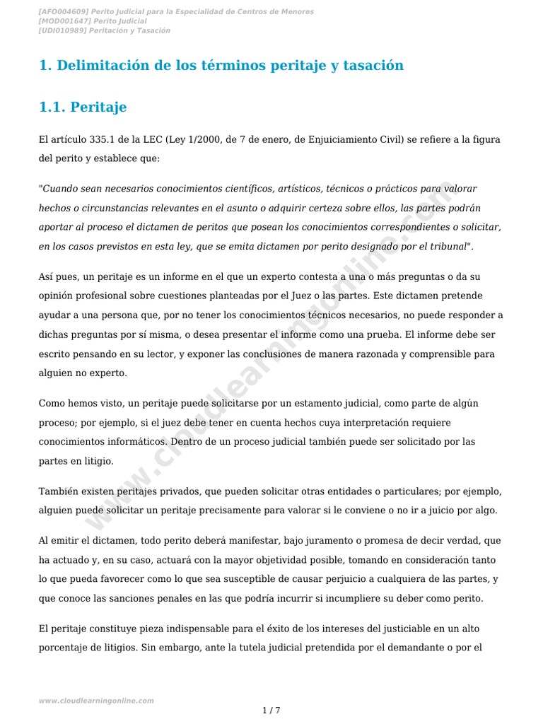 Peritación y Tasación | PDF | Testigo experto | Experto